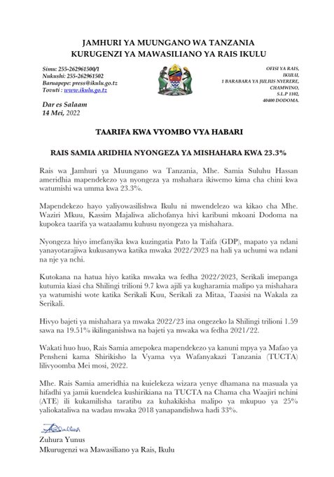 Rais Samia aridhia nyongeza ya mshahara kwa watumishi wa umma. | ITV ... Rais Samia aridhia nyongeza ya mshahara kwa watumishi wa umma. | ITV ...
